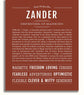 Zander Personalized Name Meaning Art Prints – Name Stories