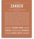 Zander Personalized Name Meaning Art Prints – Name Stories