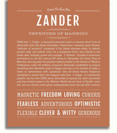 Zander Personalized Name Meaning Art Prints – Name Stories