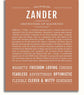 Zander Personalized Name Meaning Art Prints – Name Stories