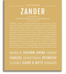 Zander | Name Art Print – Name Stories