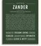 Zander Personalized Name Meaning Art Prints – Name Stories