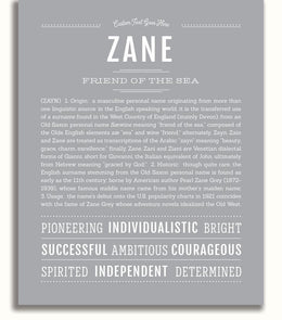 Zane | Name Art Print – Name Stories