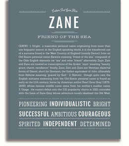Zane | Name Art Print – Name Stories