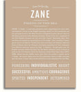 Zane | Name Art Print – Name Stories