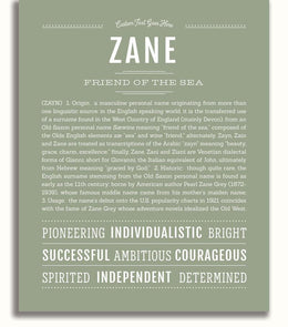 Zane | Name Art Print – Name Stories