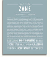 Zane | Name Art Print – Name Stories