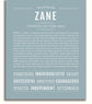 Zane | Name Art Print – Name Stories