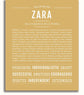 Zara Personalized Name Meaning Art Prints – Name Stories