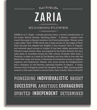 Zaria | Name Art Print – Name Stories