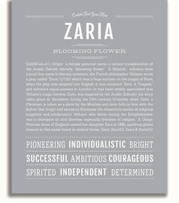 Zaria | Name Art Print – Name Stories