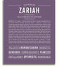 Zariah Personalized Name Meaning Art Prints – Name Stories