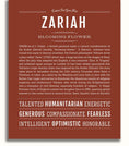 Zariah Personalized Name Meaning Art Prints – Name Stories