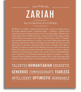 Zariah | Name Art Print – Name Stories