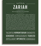 Zariah Personalized Name Meaning Art Prints – Name Stories