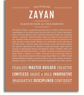 Zayan Personalized Name Meaning Art Prints – Name Stories