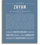 Zayan | Name Art Print – Name Stories