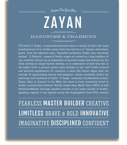 Zayan Personalized Name Meaning Art Prints – Name Stories