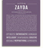 Zayda Personalized Name Meaning Art Prints – Name Stories