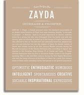 Zayda Personalized Name Meaning Art Prints – Name Stories