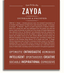 Zayda | Name Art Print – Name Stories
