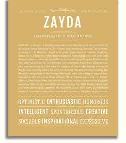 Zayda | Name Art Print – Name Stories