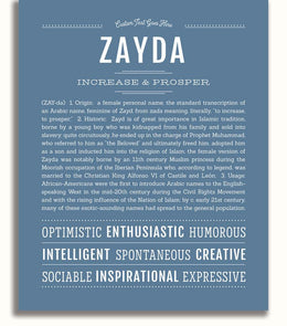Zayda | Name Art Print – Name Stories