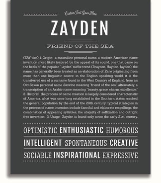 Zayden | Name Art Print – Name Stories