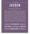 Zayden Personalized Name Meaning Art Prints – Name Stories