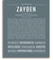 Zayden Personalized Name Meaning Art Prints – Name Stories