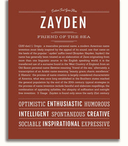 Zayden | Name Art Print – Name Stories