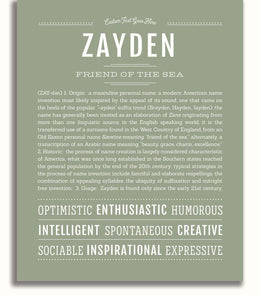 Zayden | Name Art Print – Name Stories