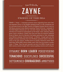 Zayne Personalized Name Meaning Art Prints – Name Stories