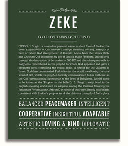 Zeke Personalized Name Meaning Art Prints – Name Stories