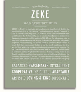 Zeke Personalized Name Meaning Art Prints – Name Stories