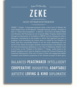 Zeke Personalized Name Meaning Art Prints – Name Stories