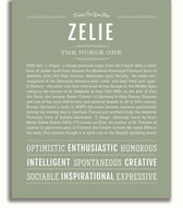 Zelie Personalized Name Meaning Art Prints – Name Stories