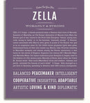 Zella Personalized Name Meaning Art Prints – Name Stories