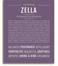 Zella Personalized Name Meaning Art Prints – Name Stories