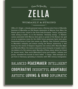 Zella | Name Art Print – Name Stories