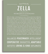 Zella Personalized Name Meaning Art Prints – Name Stories