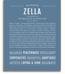 Zella Personalized Name Meaning Art Prints – Name Stories