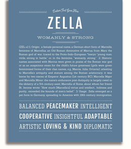 Zella | Name Art Print – Name Stories