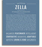 Zella Personalized Name Meaning Art Prints – Name Stories
