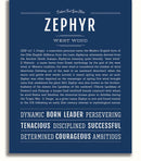 Zephyr Personalized Name Meaning Art Prints – Name Stories