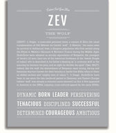 Zev Personalized Name Meaning Art Prints – Name Stories