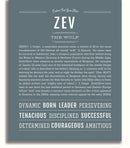 Zev Personalized Name Meaning Art Prints – Name Stories