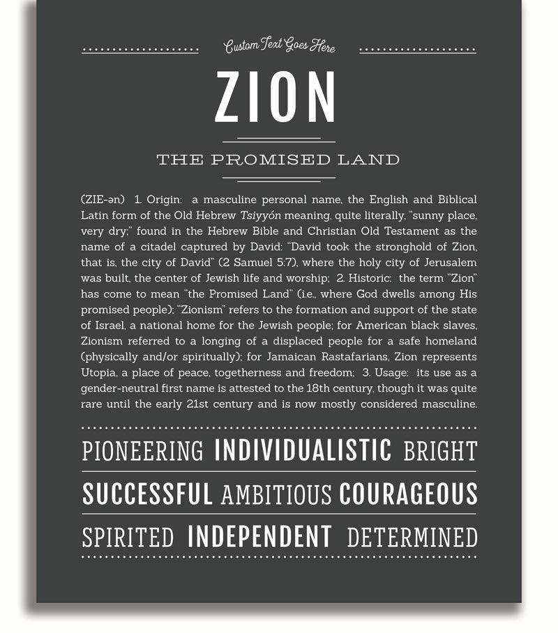 Zion (male) | Name Art Print – Name Stories