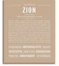 Zion Personalized Name Meaning Art Prints – Name Stories