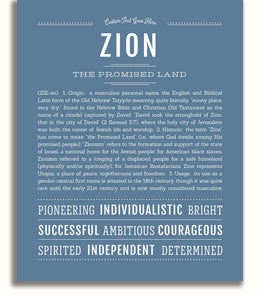 Zion Personalized Name Meaning Art Prints – Name Stories